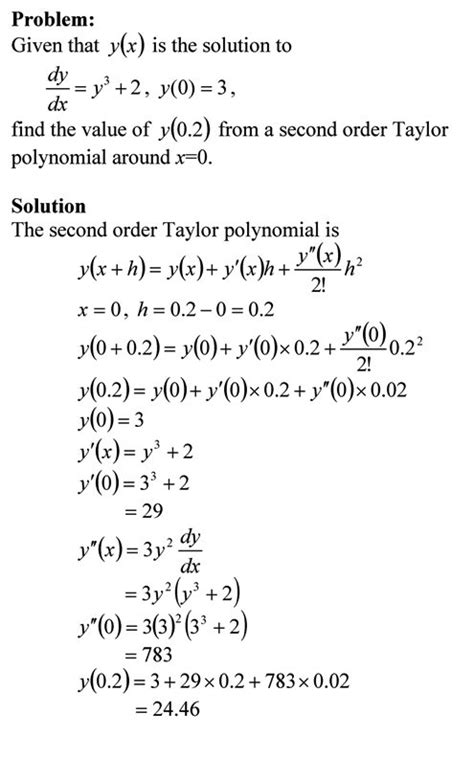 using taylor polynomial to approximately solve an ordinary differential equation the numerical