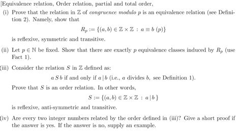 solved equivalence relation order relation partial and