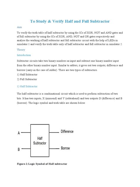 full subtractor pdf subtraction computer engineering