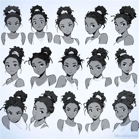 Expressive Portrait Stamps For Procreate Cute Female Facial Expressions