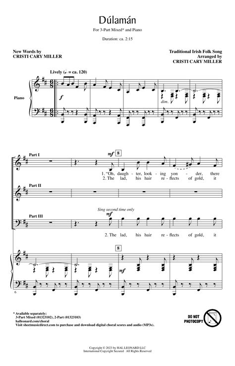 Dúlamán arr Cristi Cary Miller Sheet Music Irish Folk Song 3