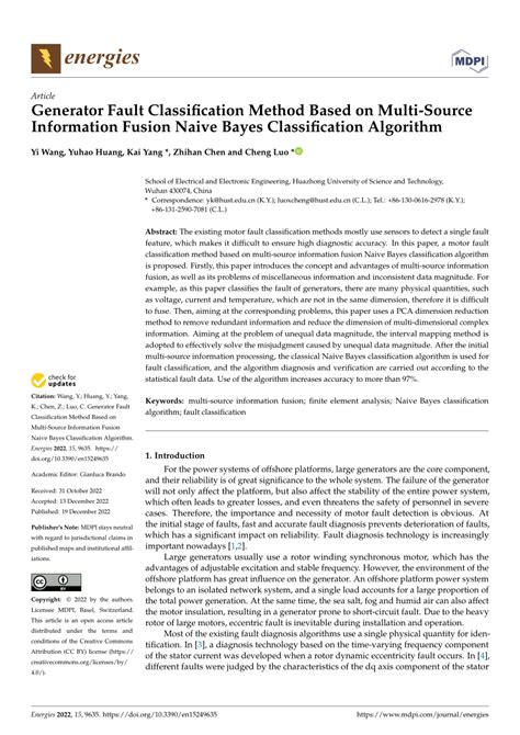 pdf generator fault classification method based on multi source information fusion naive bayes
