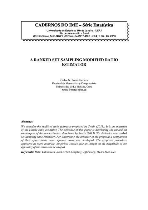 pdf a ranked set sampling modified ratio estimator carlos bouza