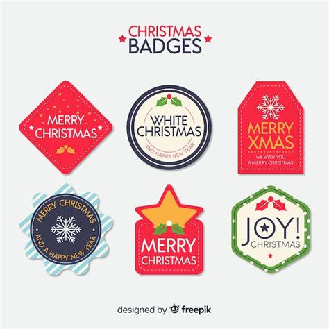 Colección creativa de etiquetas de navidad Vector Gratis