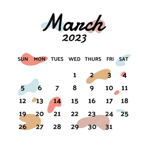 Calendario Mensual De Marzo De 2023 Png Vectores Psd E Clipart Para