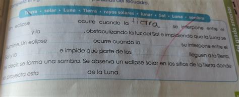 Completa El Siguiente Texto Con Las Palabras Del Recuadro Brainly Lat