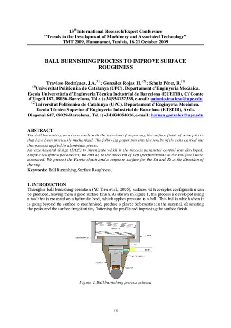 pdf ball burnishing process to improve surface roughness jose antonio travieso rodriguez