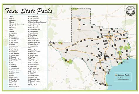 Texas State Parks Map Etsy Printable Maps Online