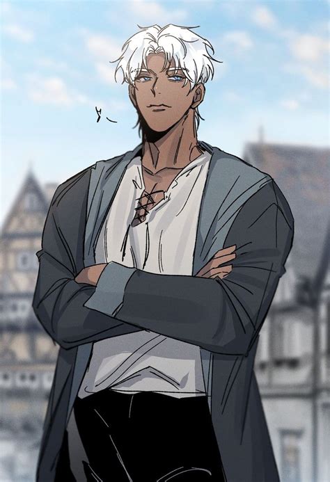 An Anime Character With White Hair And Glasses Standing In Front Of A