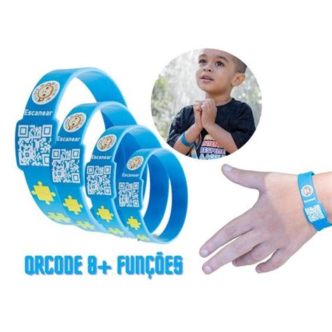 Pulseira Autismo QrCode Quebra Cabeça Adolesc Adult 17cmP Sentidos
