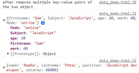 how to remove the key value pairs from an object using javascript javatpoint