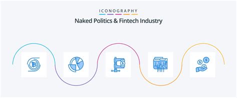 política desnuda y paquete de íconos azules de la industria fintech 5