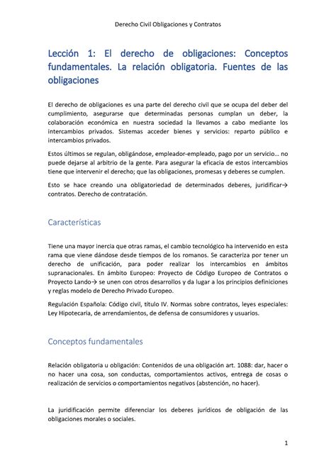 Wuolah free Derecho Civil Obligaciones y Contratos Lección 1 El