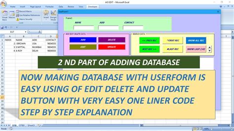 edit delete update records in a excell database with userform very easy way in hindi youtube