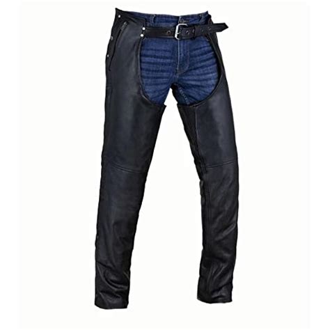 Motorcycle Leather Chaps For Men Biker Riding Cowboy Chaps Black