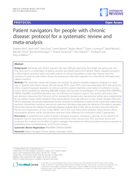 pdf patient navigators for people with chronic disease protocol for a systematic review and
