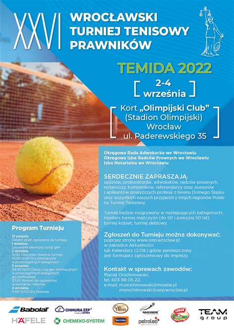 TURNIEJ TENISOWY TEMIDA 2022 Okręgowa Rada Adwokacka we Wrocławiu
