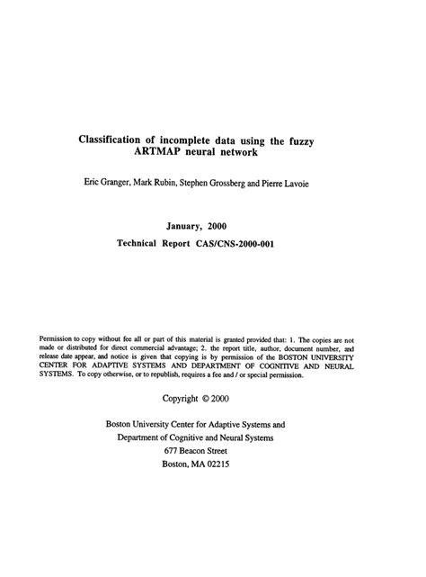 pdf classification of incomplete data using the fuzzy artmap neural network