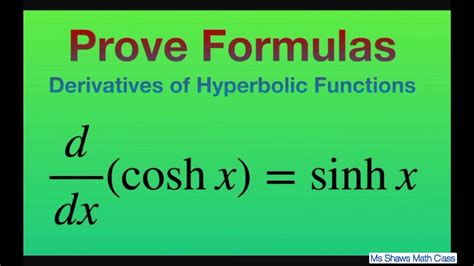 Prove Derivative Of Cosh X Sinh X Using Definitions Of Hyperbolic