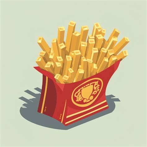 Una Caja Roja De Papas Fritas Con Un Pollo Y Un Pollo En El Medio
