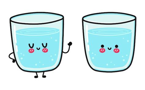 Lindo Divertido Vaso De Personaje De Agua Vector Premium