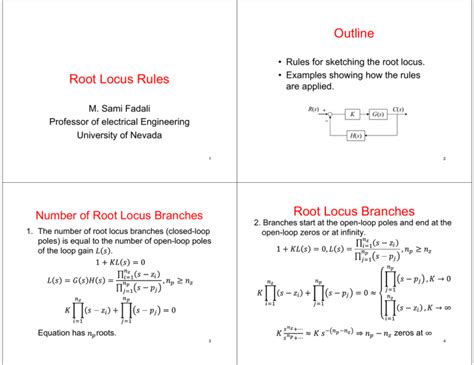 root locus rules outline root locus branches