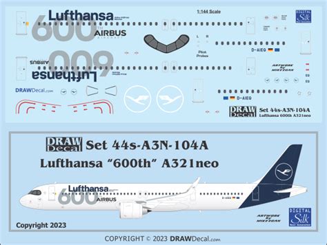 Lufthansa A321neo 600th Airbus Aircraft Released DRAW Decal