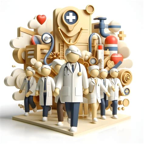 Icono plano 3D como héroes de la atención médica como médicos que