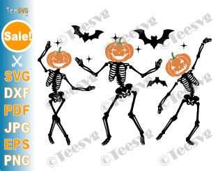Skeleton Halloween Clipart Dancing Skeletons Png Svg Pumpkin Head