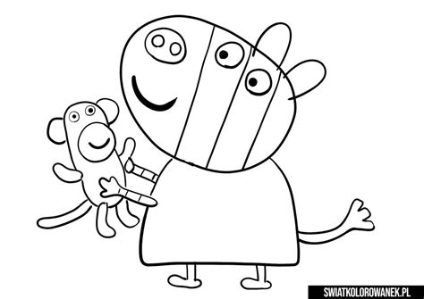 Kolorowanka Świnka Peppa Zebra Zoe Darmowe kolorowanki do druku