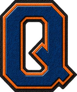 Presentation Alphabets Royal Blue Orange Varsity Letter Q
