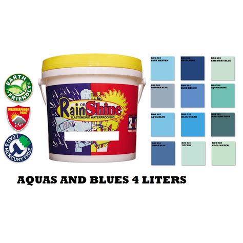 Rain Or Shine Colors Aqua Blue Liters Gallon Elastomeric