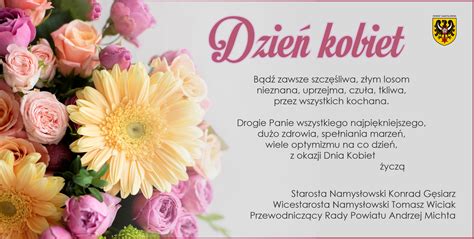 Życzenia z okazji Dnia Kobiet Starostwo Powiatowe w Namysłowie