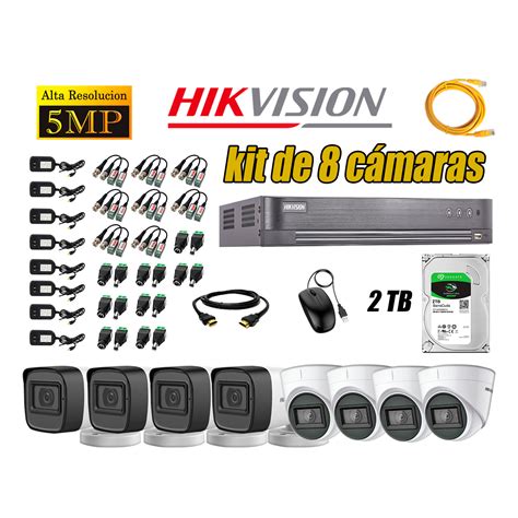 Ripley HIKVISION CÁMARAS DE SEGURIDAD KIT 8 5MP DISCO DURO 2TB