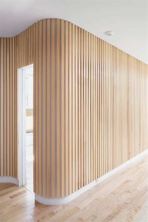 L Abri Slatted Curved Wall Divisare Wood Slat Wall Wooden Slats