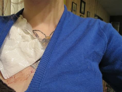 Four Eyes Rella Chest Tattoo Finished Also Bonus Bloody Boobs