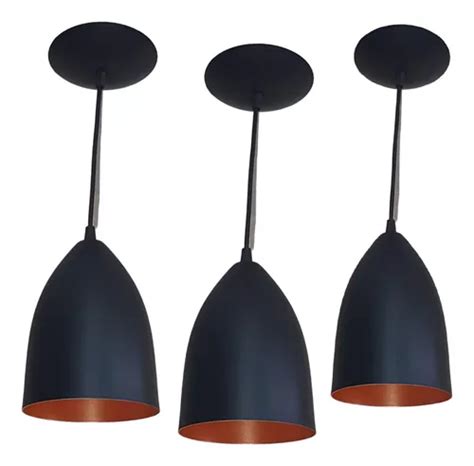 Kit Pendentes Lustre Vegas Bala Pt Fosco Cobre Frete Gr Tis