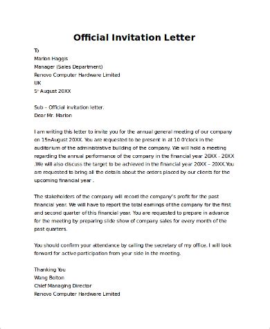 FREE 27 Sample Invitation Letter Templates In PDF MS Word Google Docs