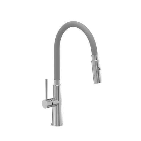 Bateria kuchenna z elastyczną wylewką 38 cm Zoya Szara Quadron Leroy