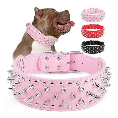 Epesiri Collar De Perro Ajustable Con P As Anchas Remache Cuotas Sin