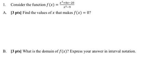 solved consider the function f x x2 8x 20 x2 9 a [3