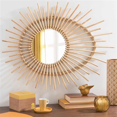 Miroir En Rotin H 58 Cm LINARES Maisons Du Monde