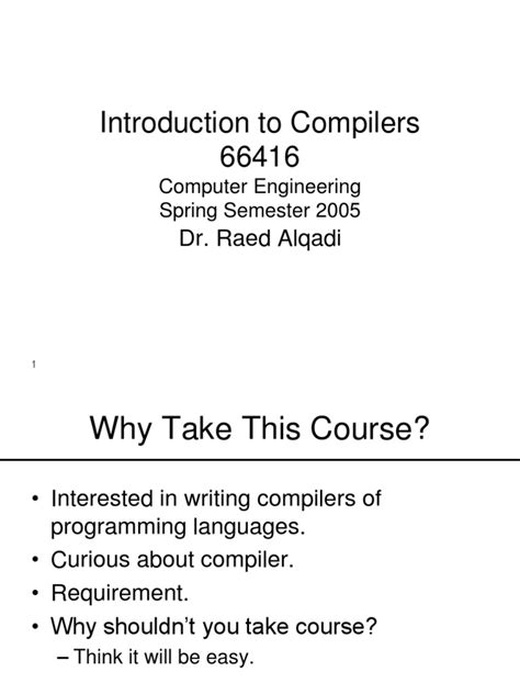 lec 1 3 introduction to compilers pdf parsing compiler