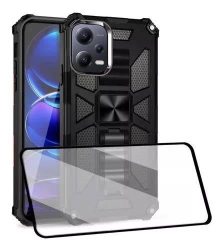 Kit Mica D Funda Xiaomi Blindada Uso Rudo Esquinas Stand Color Negro