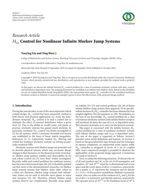 pdf h ∞ control for nonlinear infinite markov jump systems
