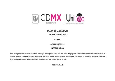 Modular Taller Paginas WEB TALLER DE PAGINAS WEB PROYECTO MODULAR