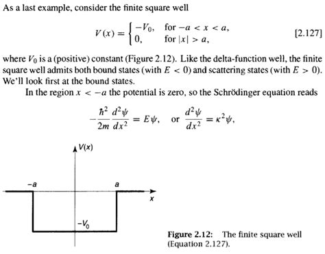 Solved Given Is A Finite Square Well Below Fig 2 12 Chegg