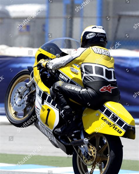 Kenny Roberts Us Wheelies During Exhibition Editorial Stock Photo
