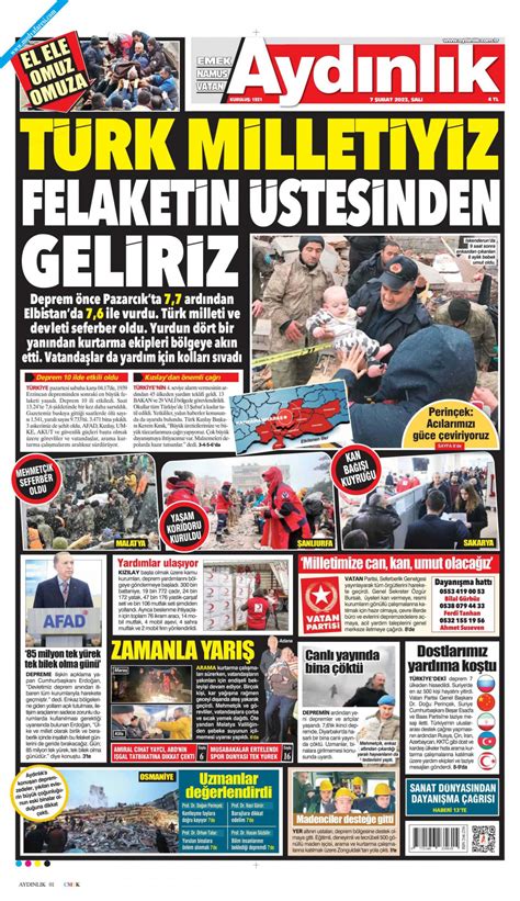 Aydınlık Gazetesi Gazetesi 07 Şubat 2023 Salı