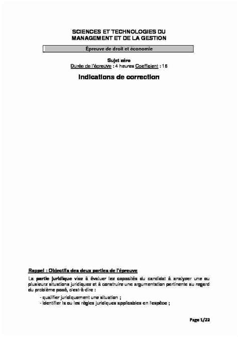 Corrigé du bac STMG Spécialité Droit Economie 2021 Zéro 1 PDF